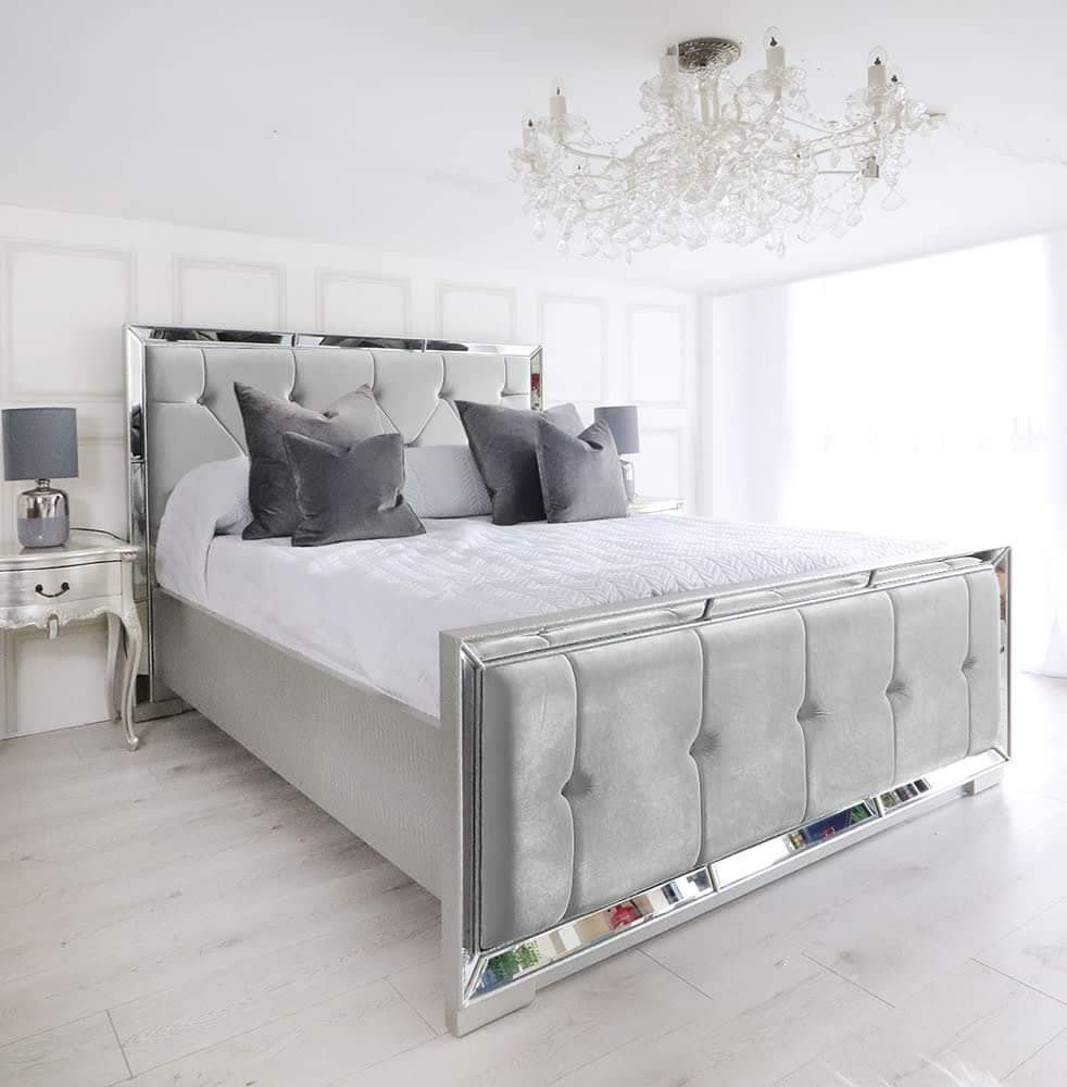 Velvet mirror bed store